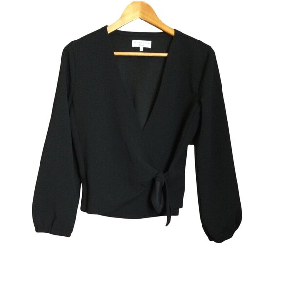 Madewell | Tops | Madewell Texture Thread Black Crepe Wrap Top Balloon ...